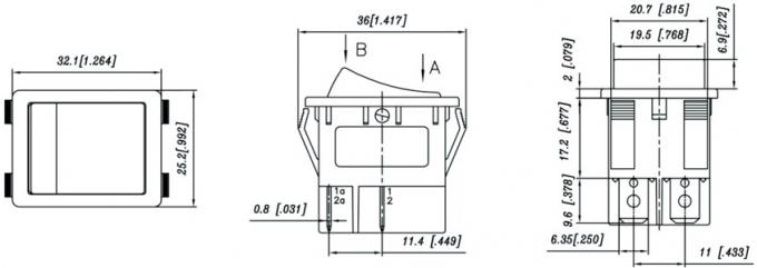 Factory Light Country R5 Big Current Rocker Switch, 20A 250V, 32*25mm ...