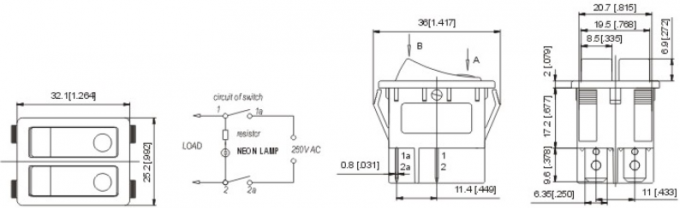 Factotry Light Country R5-16 Double Row Rocker Switch, 32*25mm, Red and ...
