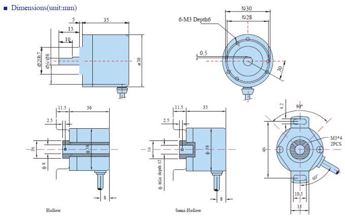Max Speed 6000RPM Incremental Rotary Encoder MAX 300KHz HY38 Series