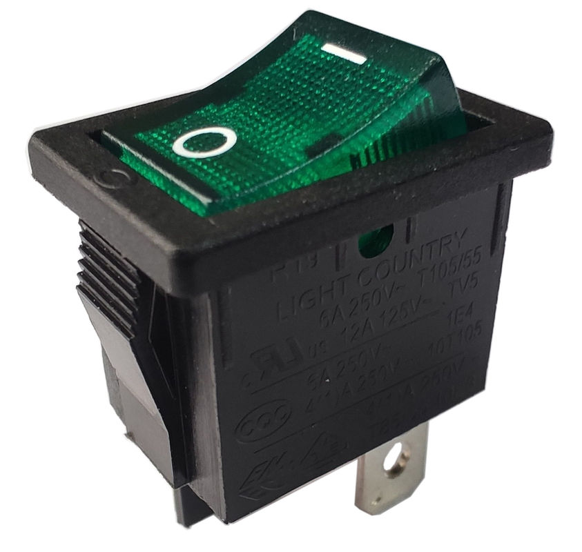 RA(R19A) Green illuminated Rocker Switch, 21*15mm, 10000 Electrical ...