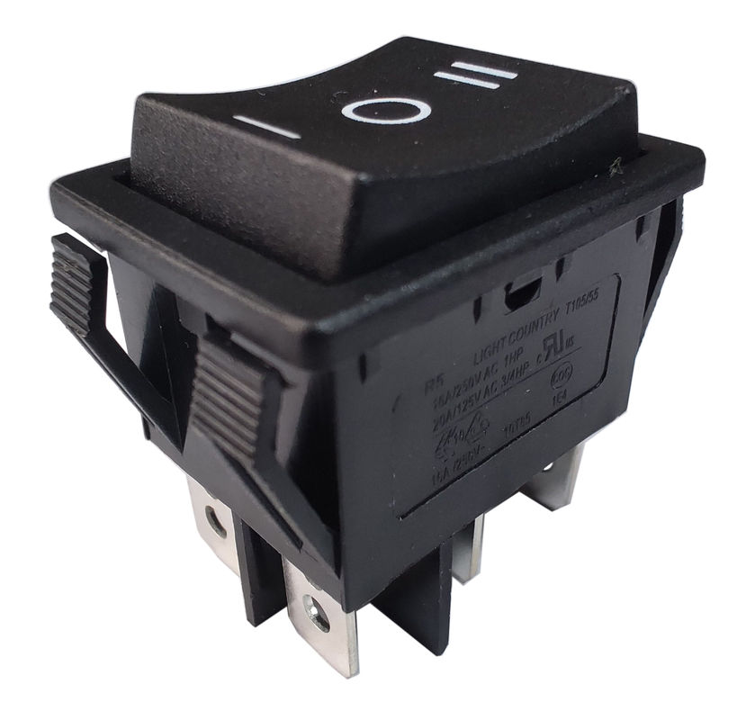 High Quality R5-4 ON-OFF-ON DPDT Black Rocker Switch, 32*25mm, 20A 125VAC